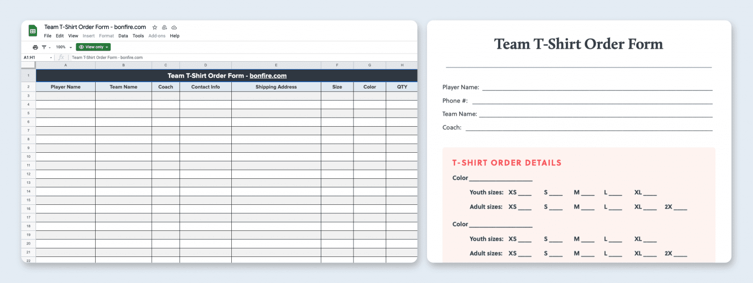 T Shirt Order Form Template Excel Templates Free T Shirt Order Form 