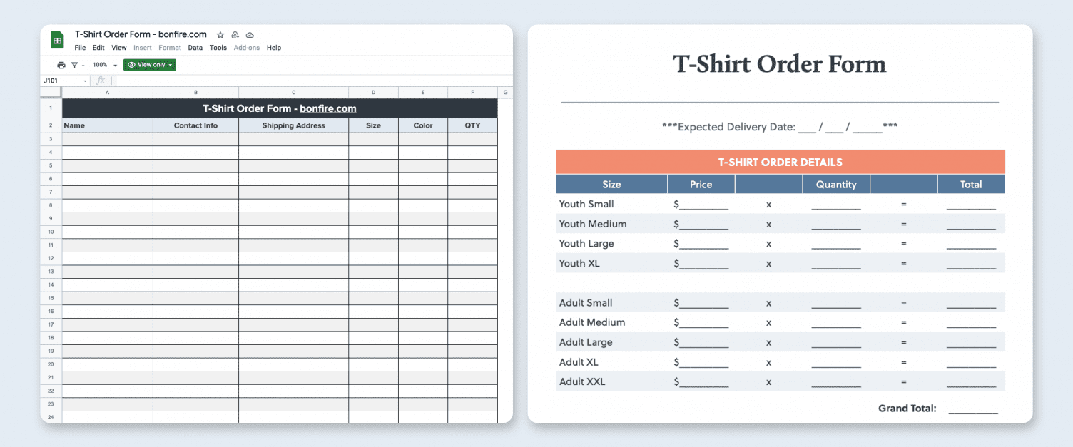 T Shirt Order Form Template Free Printable Printable Form Templates 